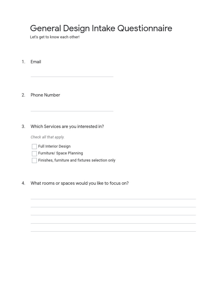 Design Intake Questionnaire TEMPLATE | PDF