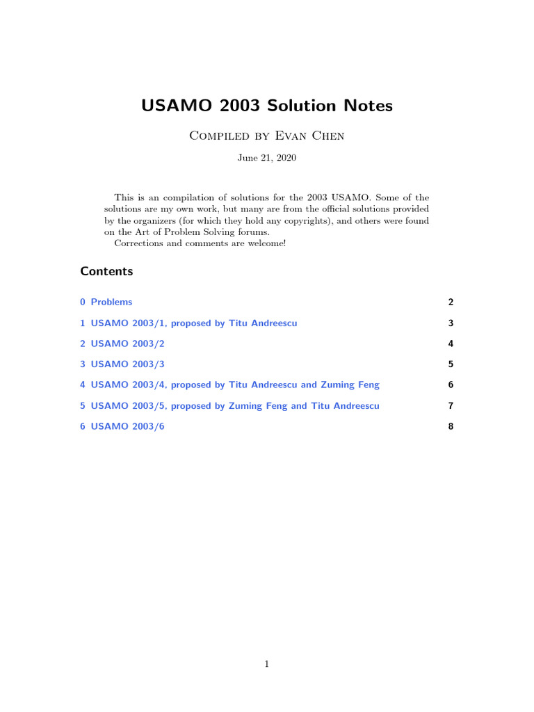 Usamo 2003 | PDF