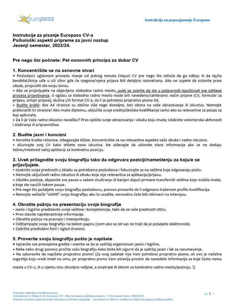 CVInstructions 1 | PDF