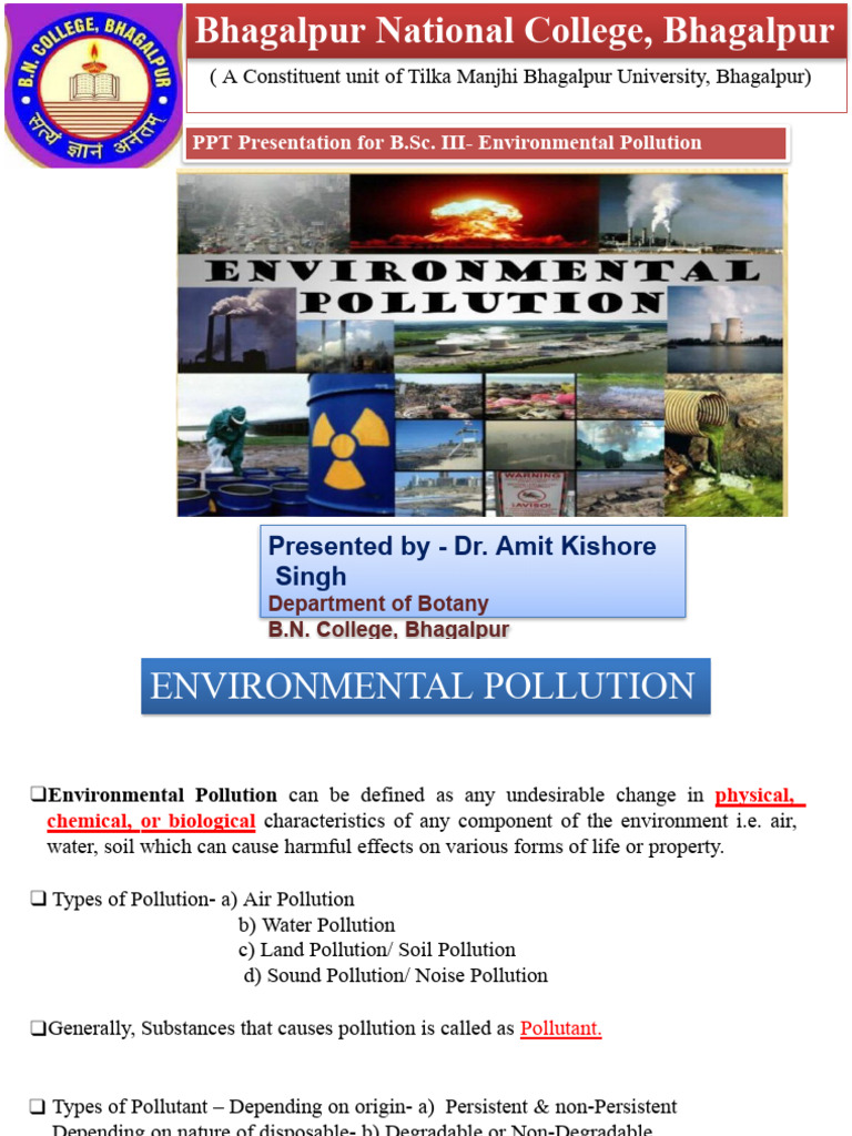 Presentation For B.SC - III Environmental Pollution | PDF | Pollution ...