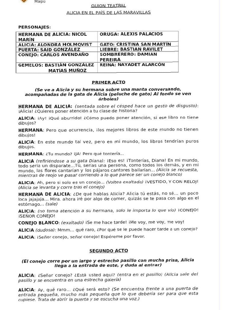 Guión de Alicia | PDF