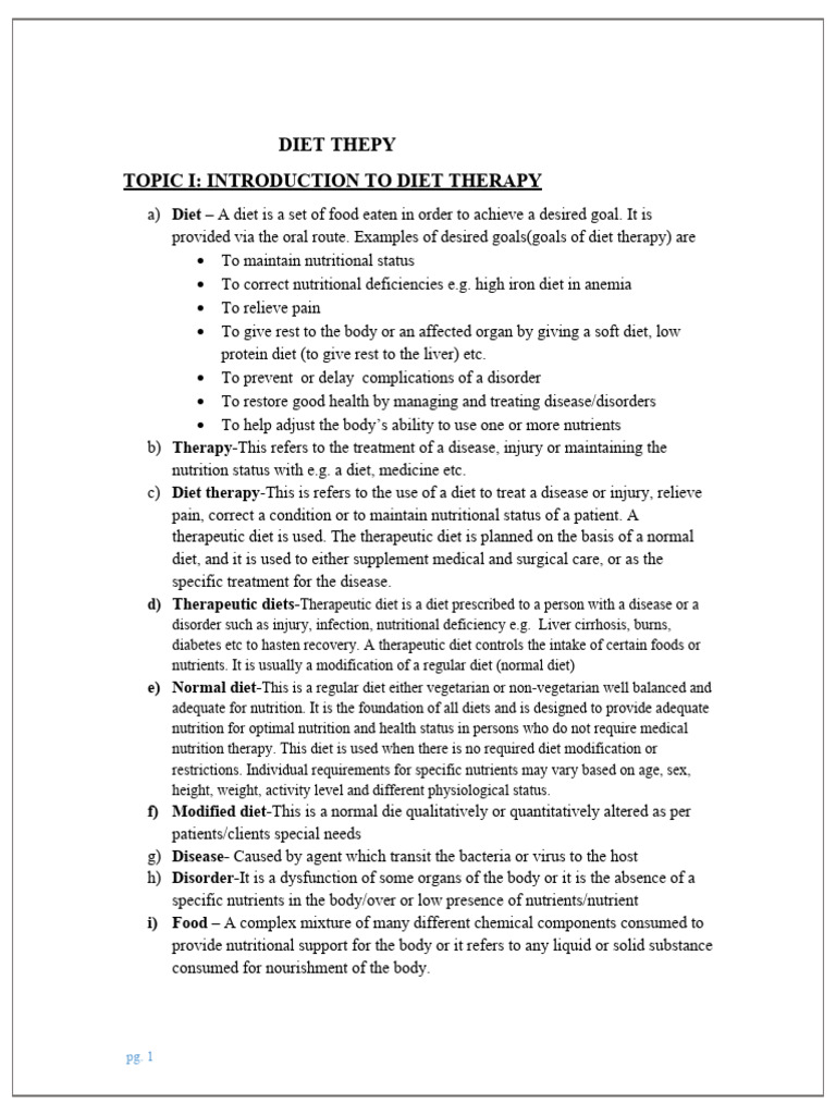 Diet Therapy Notes. (2021 January) | Download Free PDF | Dietary Fiber ...