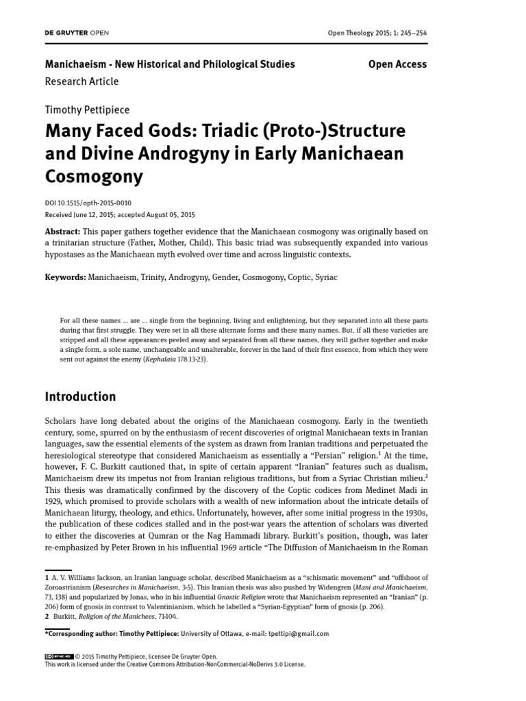 Many Faced Gods Triadic Proto-Structure and Divine | PDF