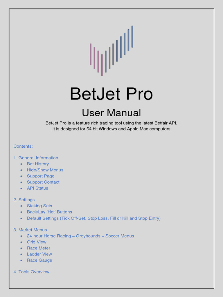 Bet Jet Pro Manual | PDF | Finance & Money Management