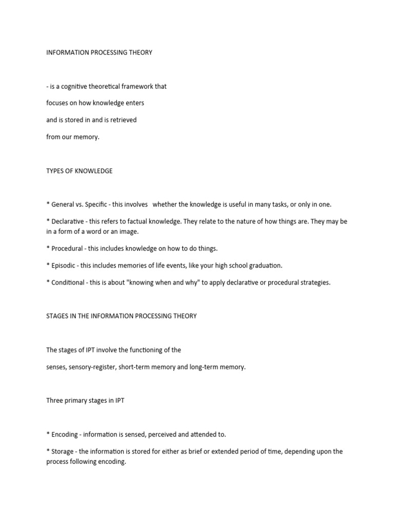 Cpe104 Handouts | PDF | Memory | Long Term Memory