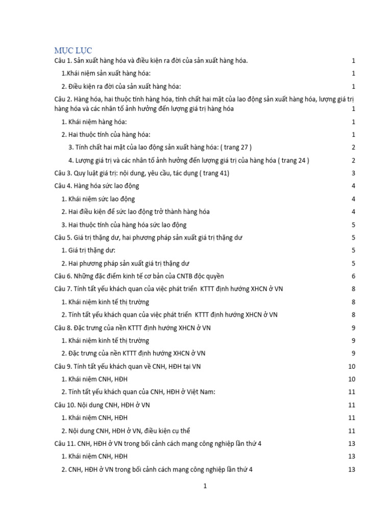 BÀI SOẠN CÂU HỎI KTCT | PDF