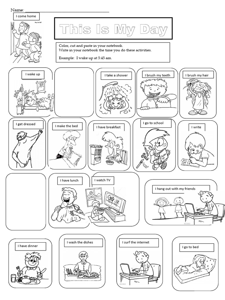 Colour, Cut and Paste Present Simple | PDF | Language Arts & Discipline ...