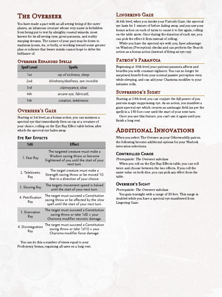 Warlock - The Overseer | PDF