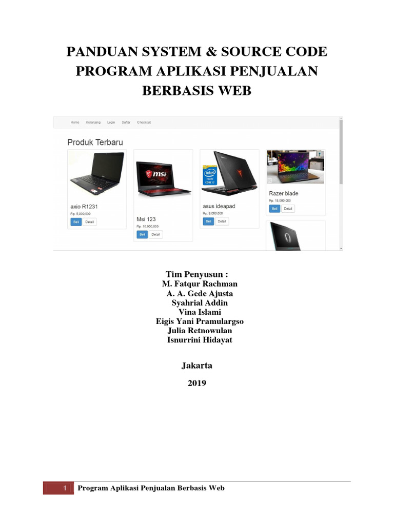 Laporan Rancangan Program Aplikasi Penjualan Berbasis Web | PDF