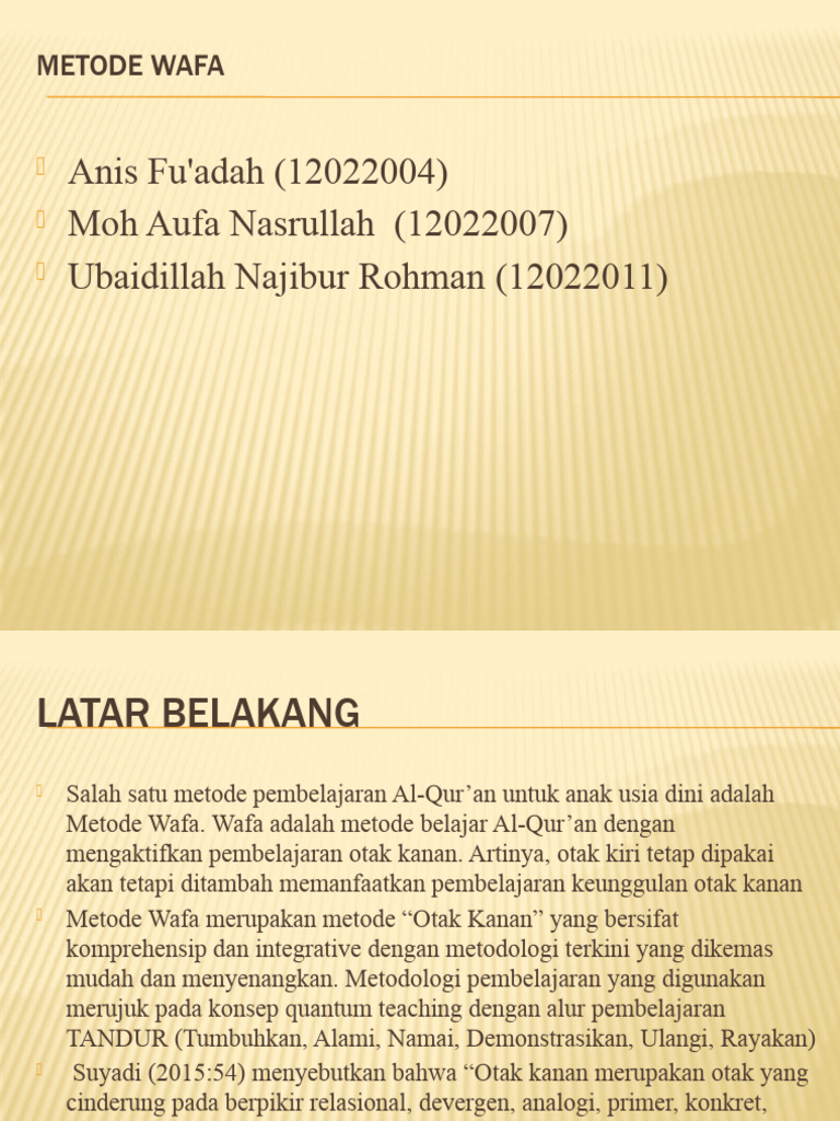 Metode Wafa | PDF