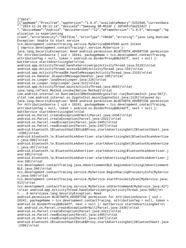 ProxiTrak ErrorReport | PDF | Android (Operating System) | Java (Programming Language)
