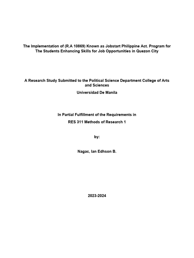 Thesis Chap 1 2 31 | PDF | Sampling (Statistics) | Vocational Education