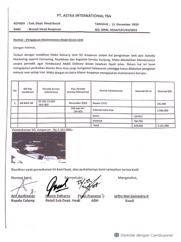 ARI GA - H534-Maintenance Mobil Kirim Unit So Amp Des 23 DR 8403 Ar | PDF