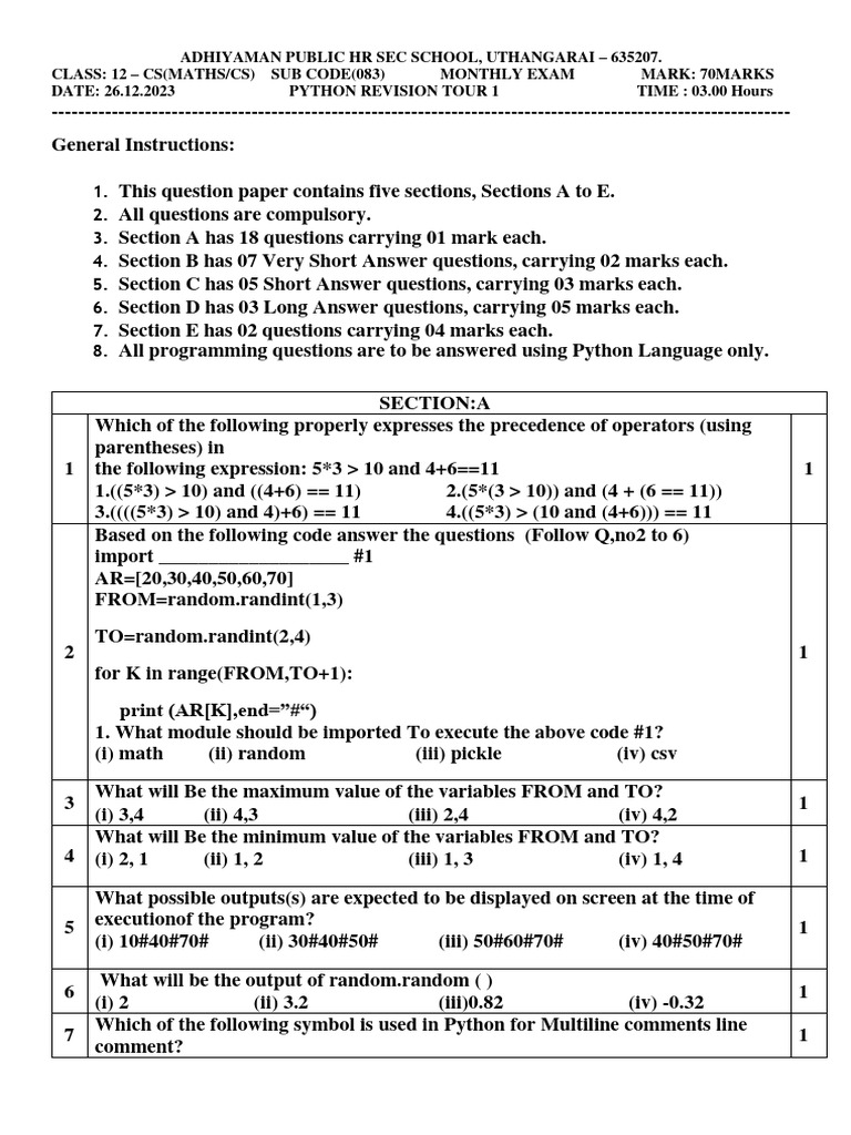 Class 11 Bio CS 26122023 | PDF | Boolean Data Type | Computer Science