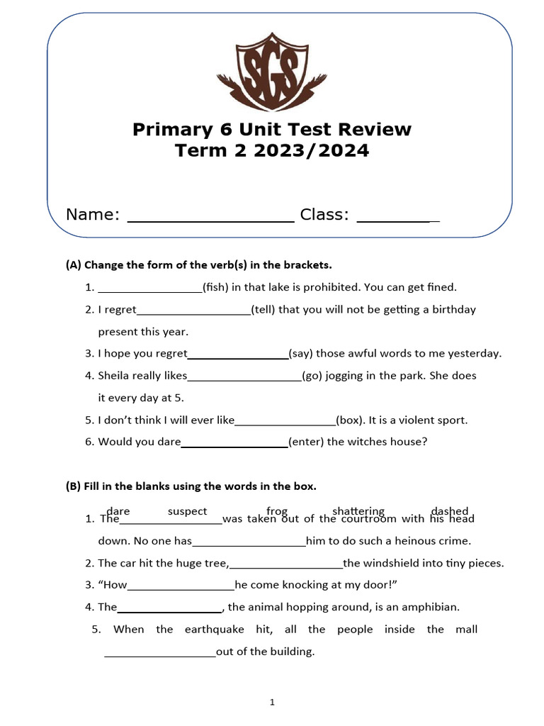 Primary 6 Term 2 Test Review Guide | PDF