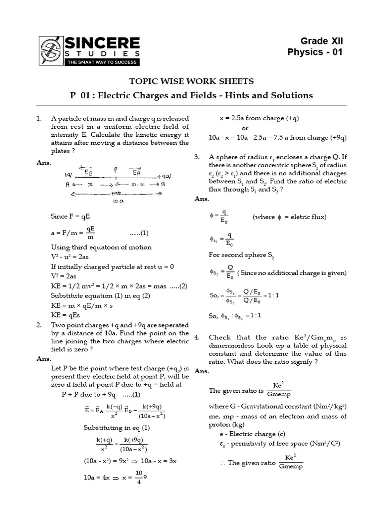 +2 Phy - Electric Charges and Fields-1 | PDF | Physics | Physical Sciences