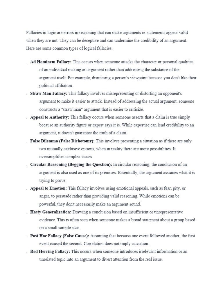 Fallacies | PDF | Fallacy | Argument