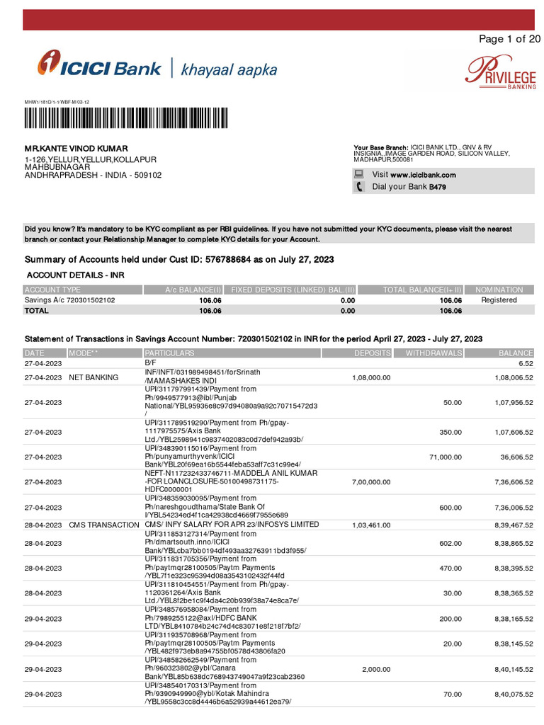 Statement JUL2023 788684576 Unlocked | PDF | Banks | Payments