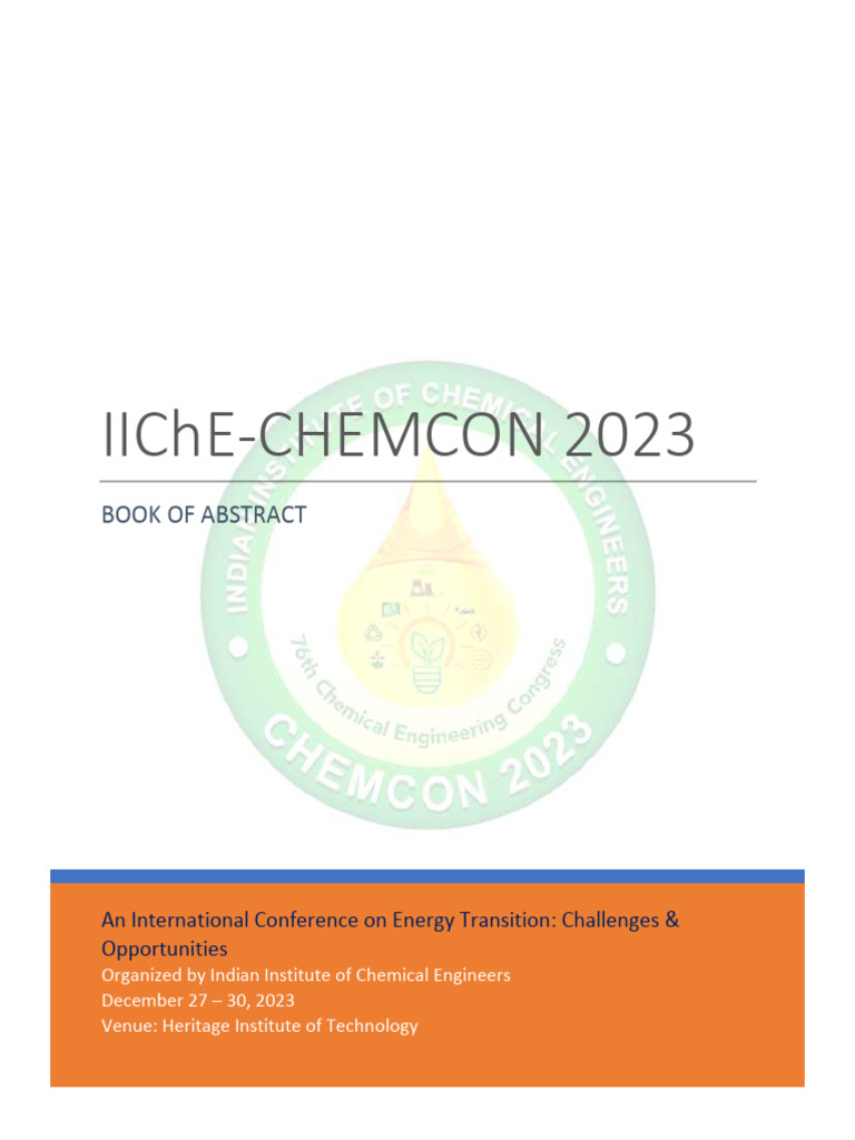 CHEMCON 2023 Book of Abstracts | PDF | Photovoltaics | Biodiesel