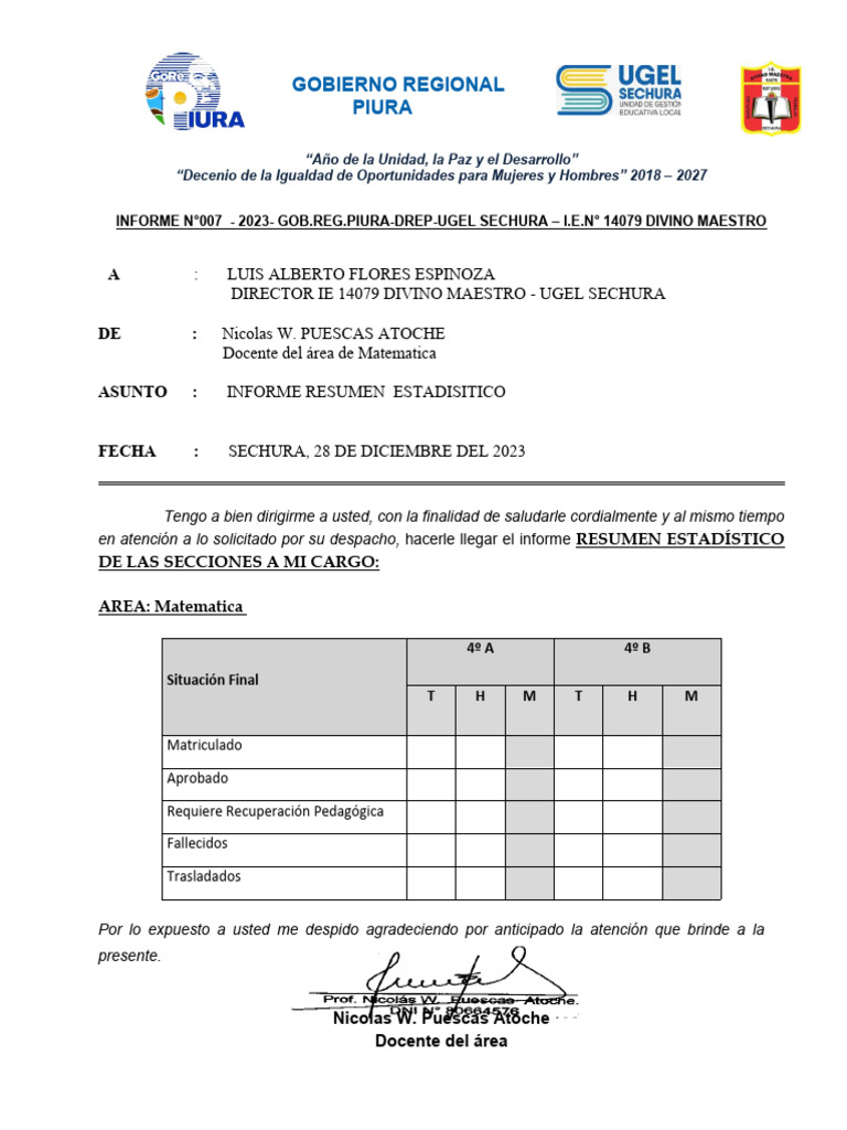 Informe 07 Cuadro Estadistico | PDF