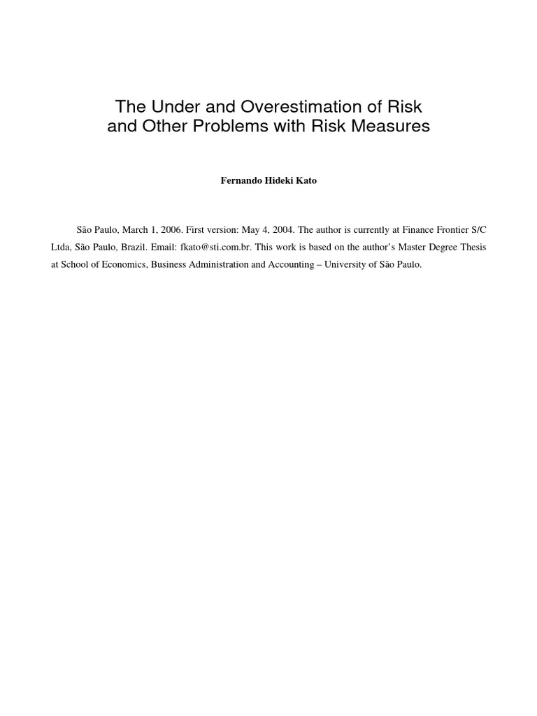 The Under And Overestimation Of Risk Pdf Value At Risk Risk