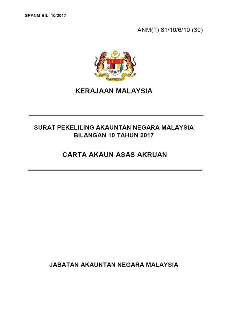 Spanm Bil 10 Tahun 2017 - Carta Akaun Asas Akruan (Caa) | PDF