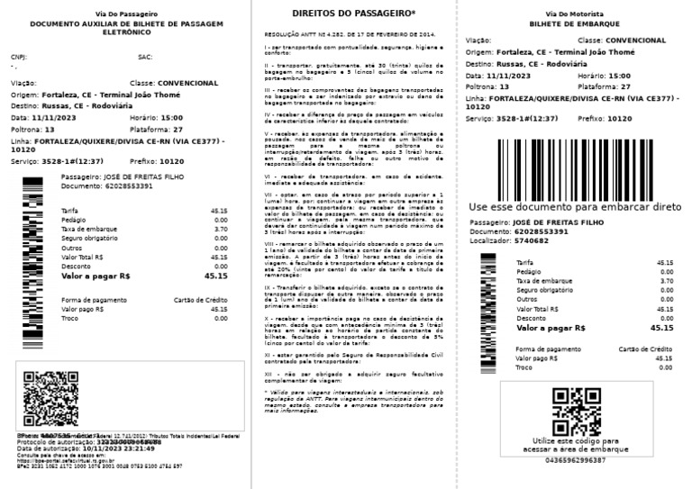 Bilhete 5740682 | PDF