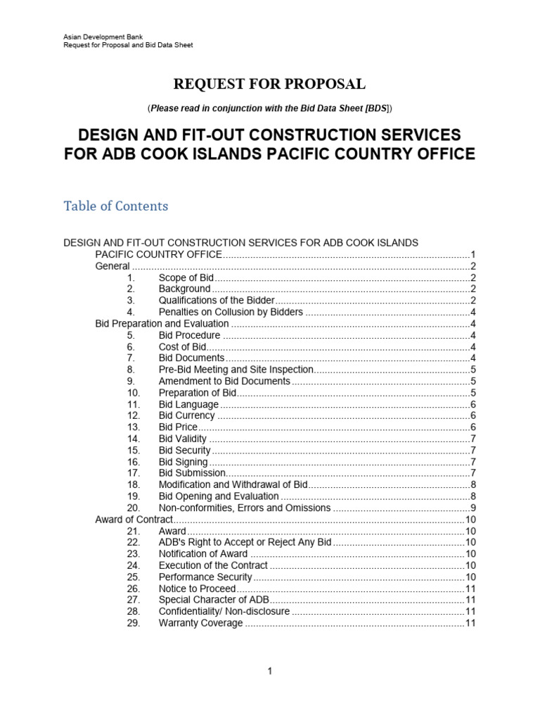 Design Fit Out Construction Services Coo Pco RFP | PDF