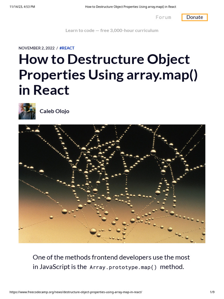 How To Destructure Object Properties Using Array Map In React Pdf Java Script Computer