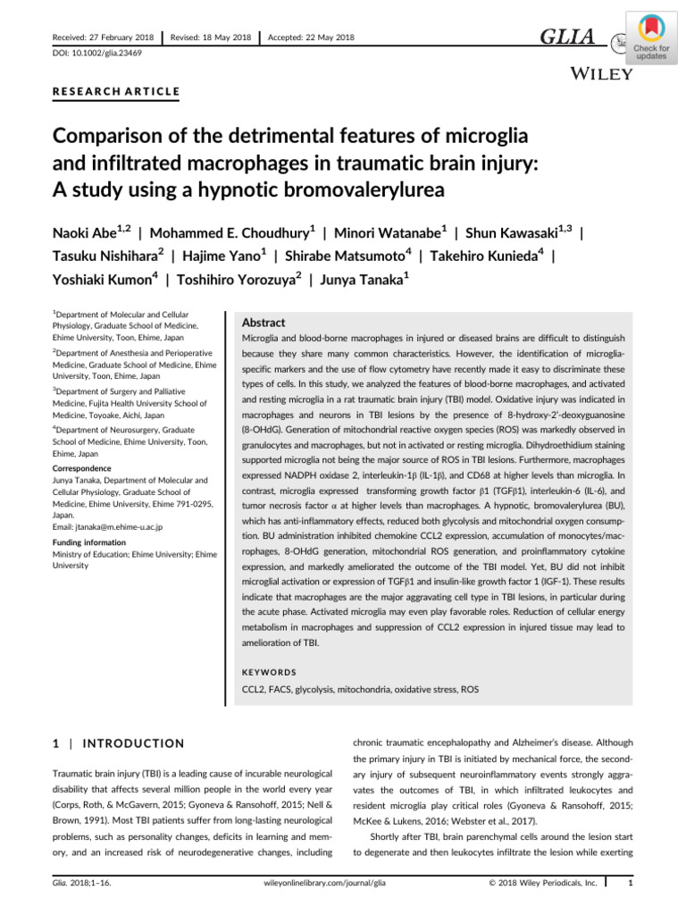 Abe 2018 | PDF | Microglia | Macrophage