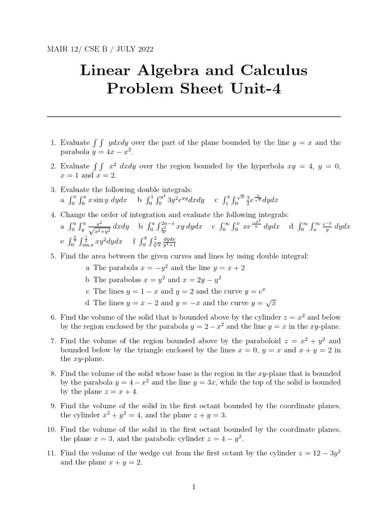 Linear Algebra & Calculus Problems | PDF