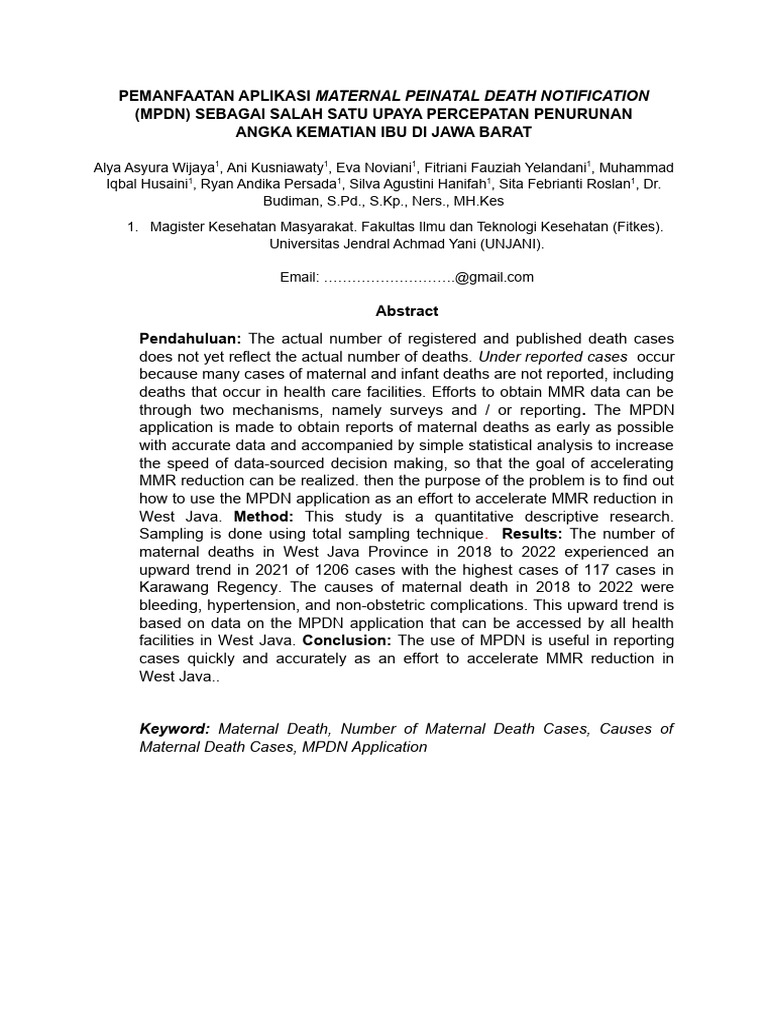 MPDN: Reducing Maternal Mortality | PDF | Maternal Death