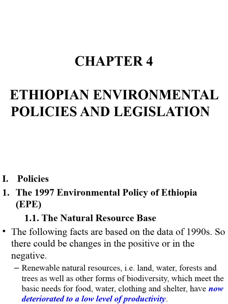 Chapter 4 Ethiopian Environmental Policies and Legislation | PDF ...
