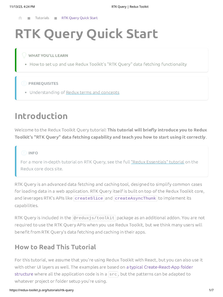 RTK Query - Redux Toolkit | PDF | Computer Programming | Software