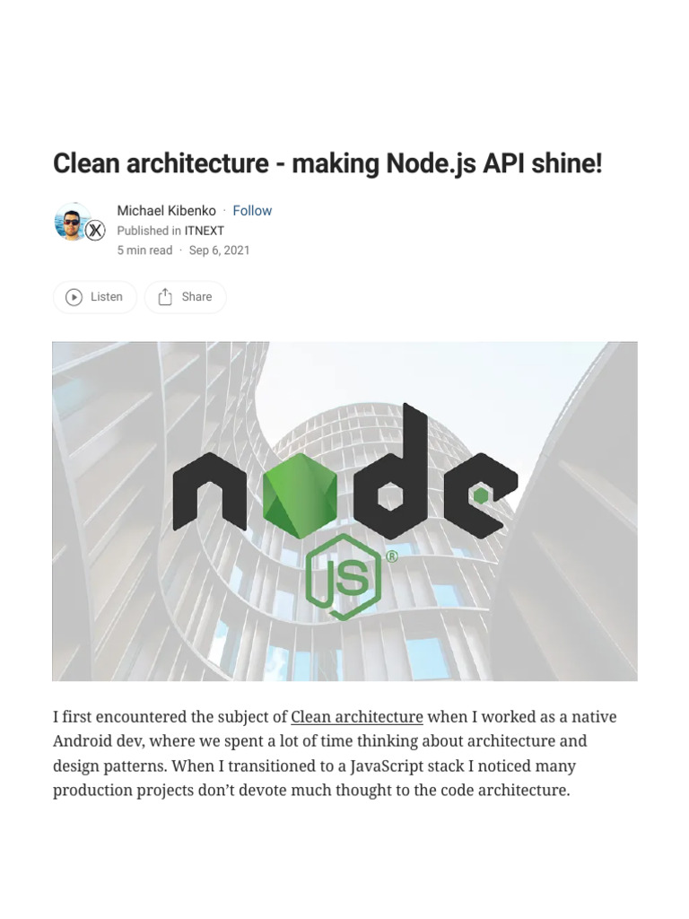 Clean Architecture Making Node Js API Shine! by Michael Kibenko | PDF ...