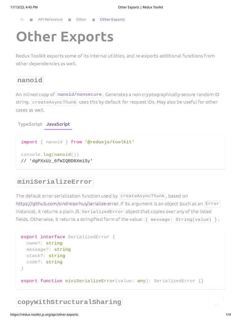 Other Exports - Redux Toolkit | Download Free PDF | Java Script | String (Computer Science)