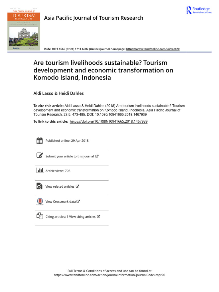 Are Tourism Livelihoods Sustainable Tourism Development and Economic ...