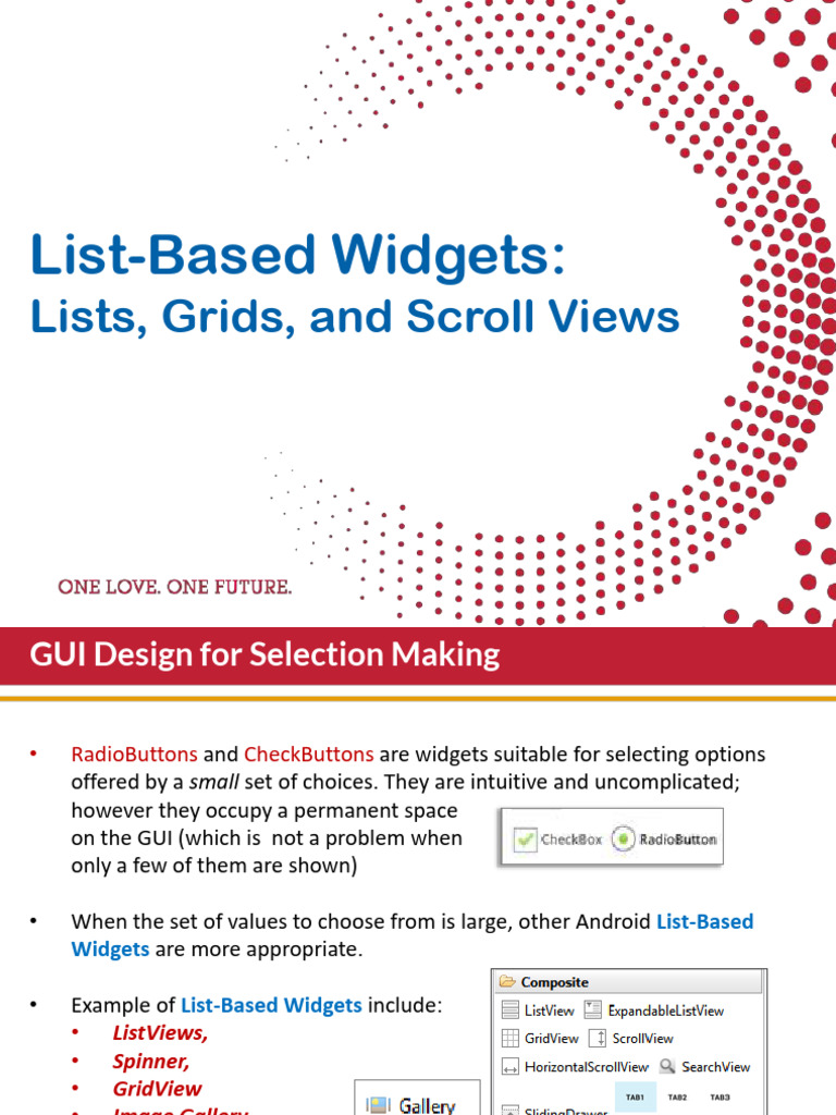 Lesson 5 - Supplement 2 - List Based Widgets | PDF | Computers