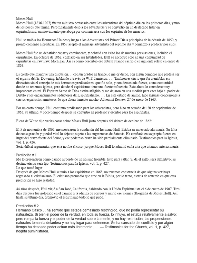 Moses Hull 2 | PDF | Iglesia Adventista del Séptimo Día | Satán