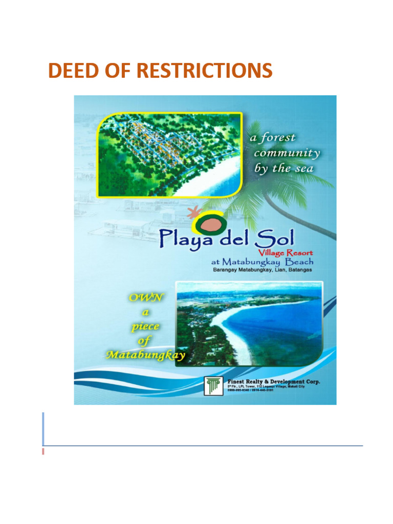 Deed of Restriction | Download Free PDF | Land Lot | Mortgage Law