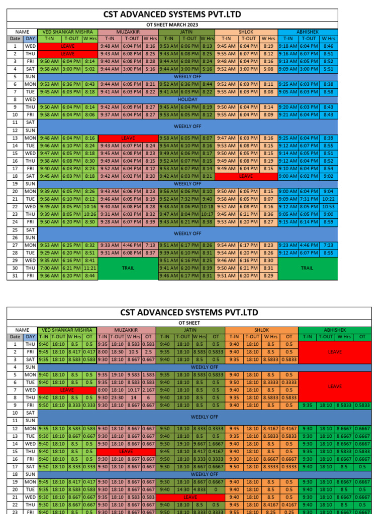 OT Sheet DEC 2022 | PDF