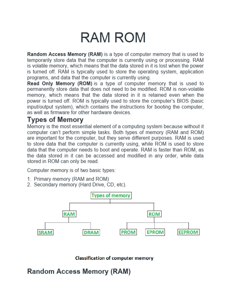 Ram Rom | PDF | Read Only Memory | Random Access Memory