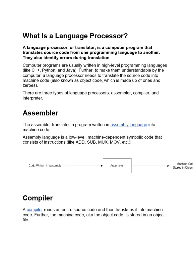 What Is A Language Processor | PDF | Compiler | Assembly Language What Is A Language Processor | PDF | Compiler | Assembly Language