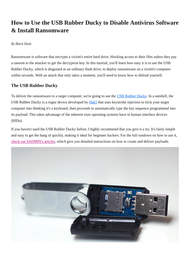 How To Use The Usb Rubber Ducky To Disable Antivirus Software And Install Ransomware Null Byte 