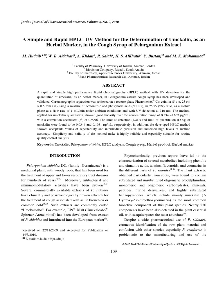 A Simple And Rapid Hplc Uv Method For Th Pdf Detection Limit High