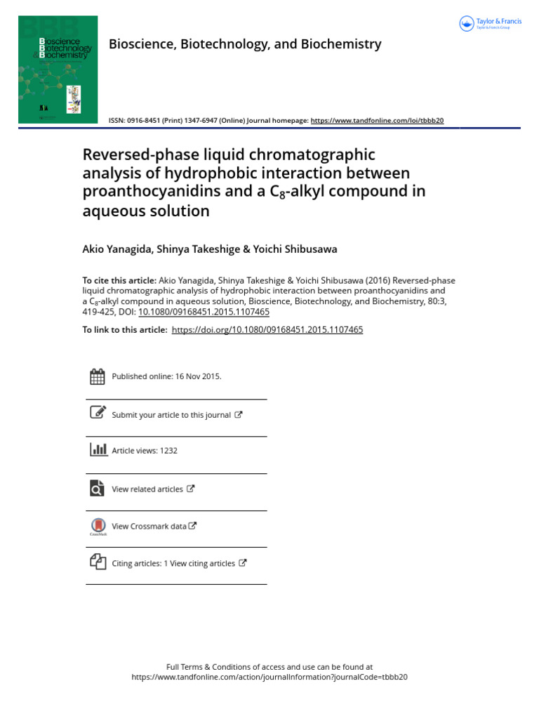 Reversed Phase Liquid Chromatographic Analysis Of Hydrophobic