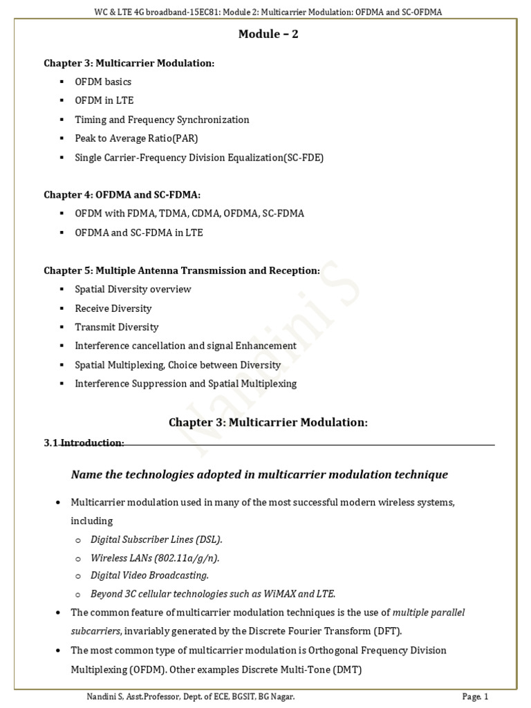 WC & LTE 4G - Module 2 | PDF | Orthogonal Frequency Division Multiplexing | Channel Access Method