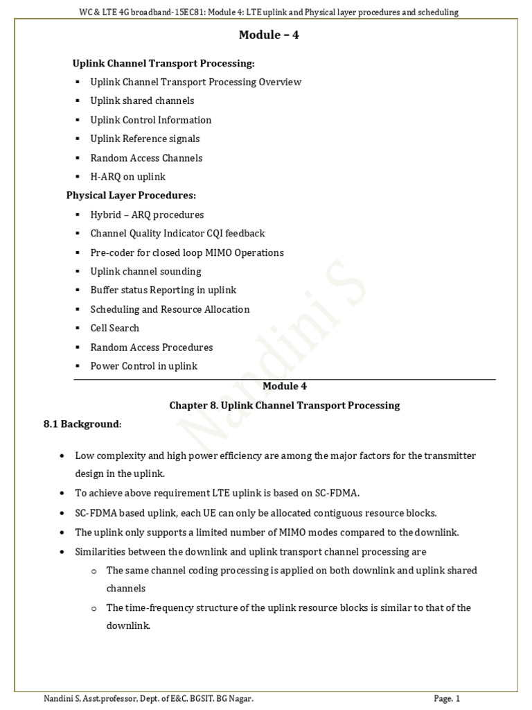 LTE Uplink Procedures and Scheduling Guide | PDF