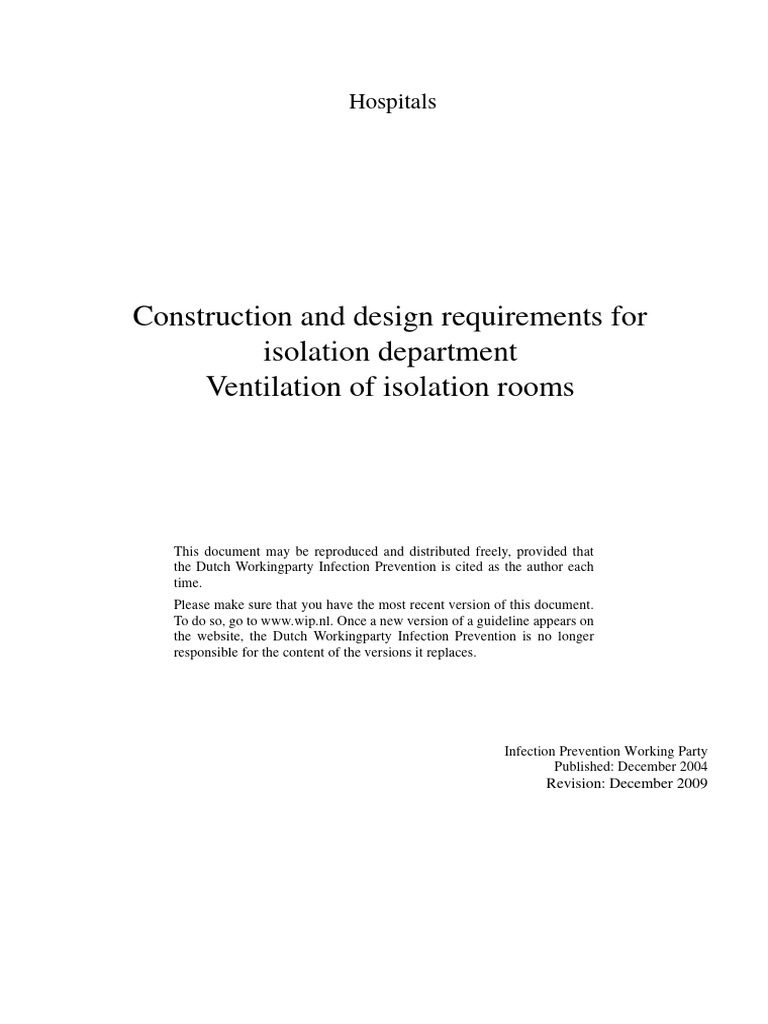 Construction and Design Requirements For Isolation Department ...
