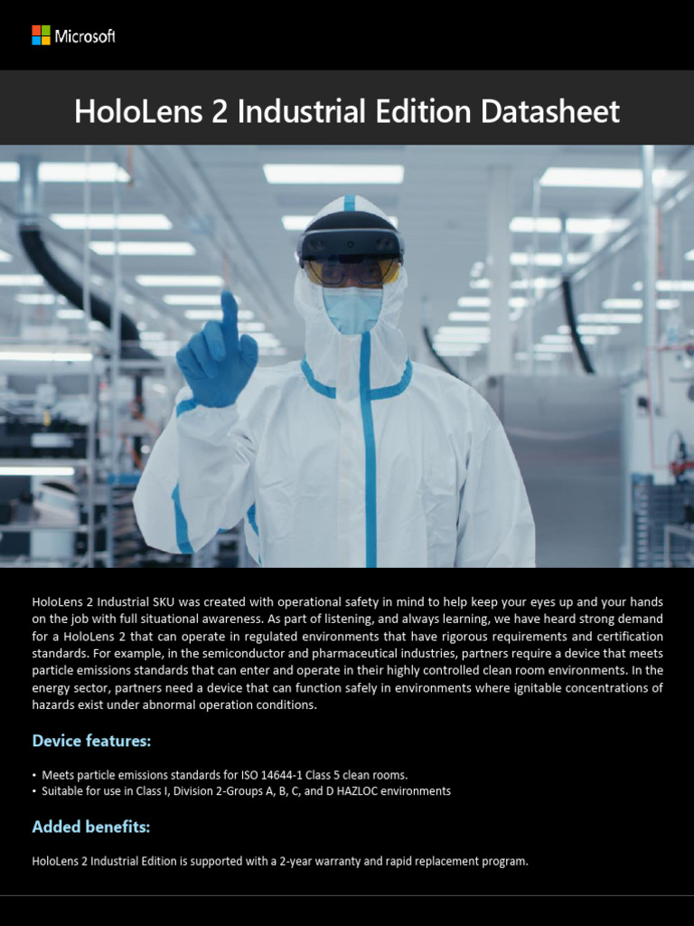 HoloLens 2 Industrial Edition Datasheet | PDF